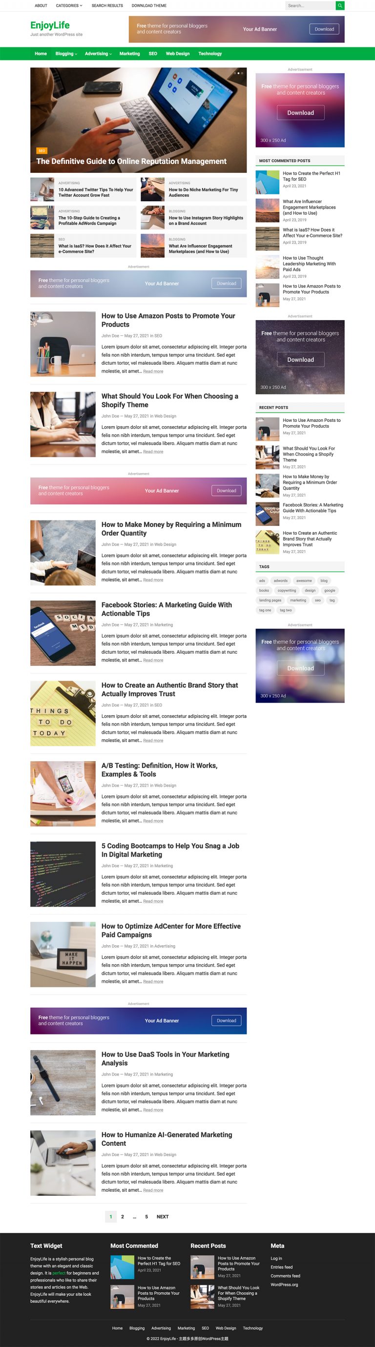 EnjoyLife WordPress主题 - 主题多多